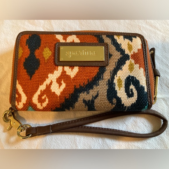 Spartina 449 | Bags | Spartina 449 Linen And Leather Zip Wallet | Poshmark
